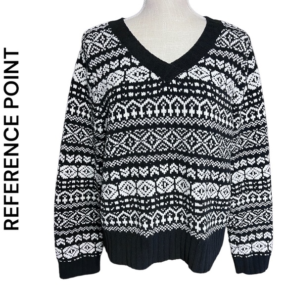 Reference Point | Sweaters | Reference Point Black White Geometric Long ...